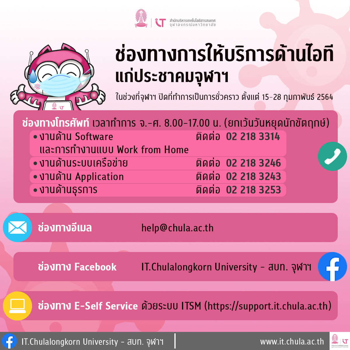 ช่องทางการให้บริการด้านไอที แก่ประชาคมจุฬาฯ - IT Chulalongkorn University